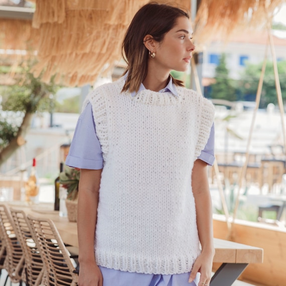 Sleeveless Sweater Knitting Pattern for Women Chunky Sweater | Etsy