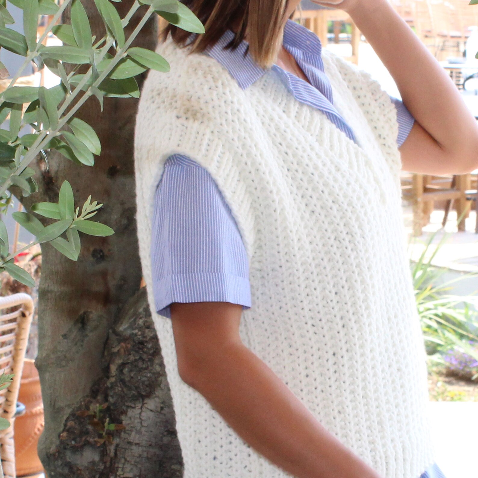 V-neck Vest Knitting Pattern for Women Chunky Sweater Knit - Etsy