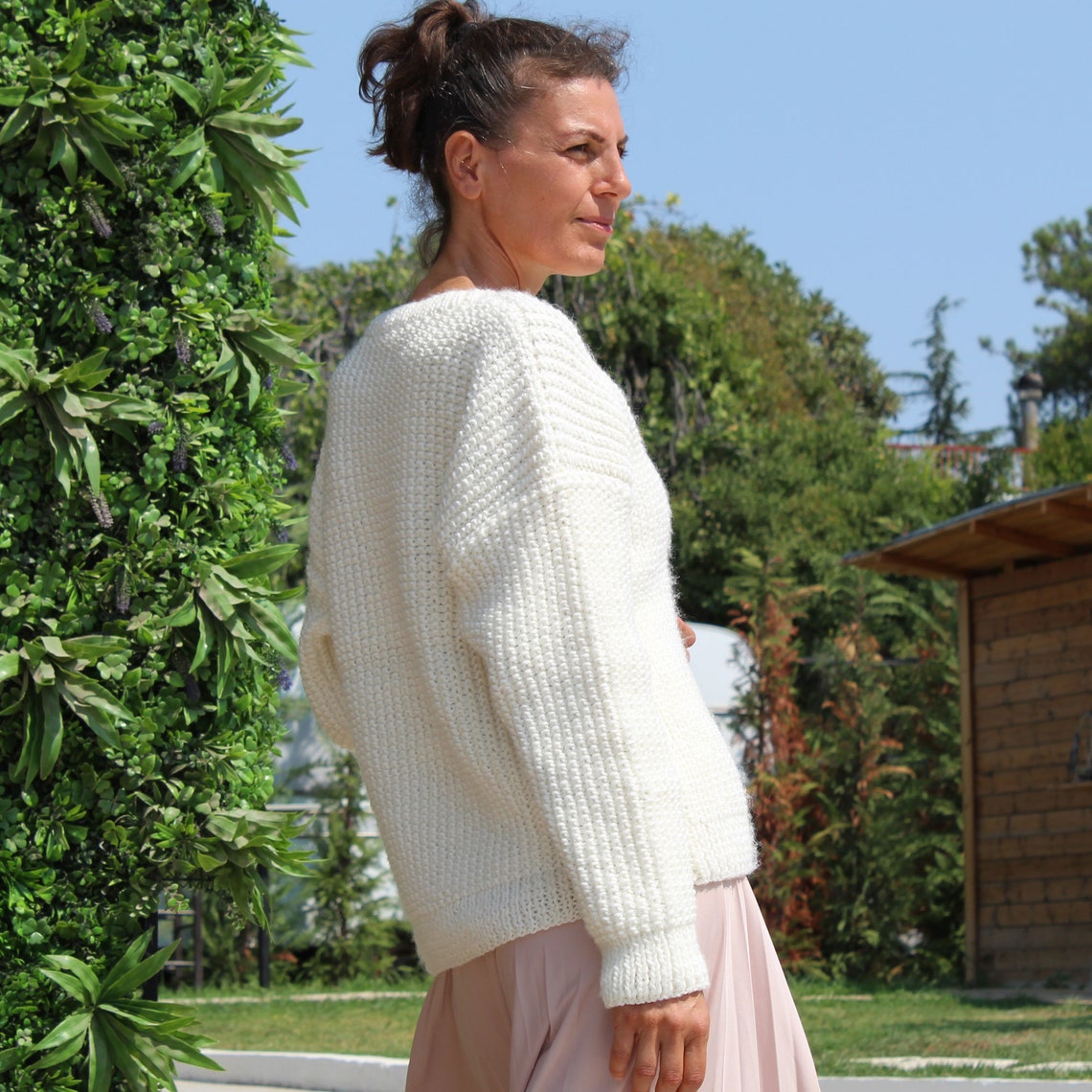 V-neck sweater knitting pattern for women Chunky sweater | Etsy