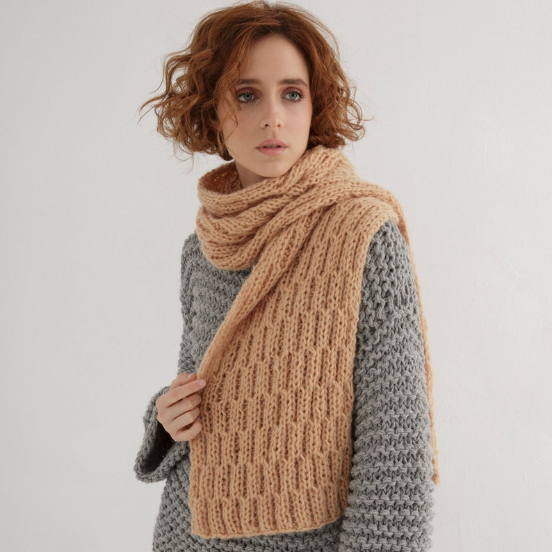 Knitted Rib Scarf Pattern | Beginner-friendly PDF (adult/teen) - Etsy