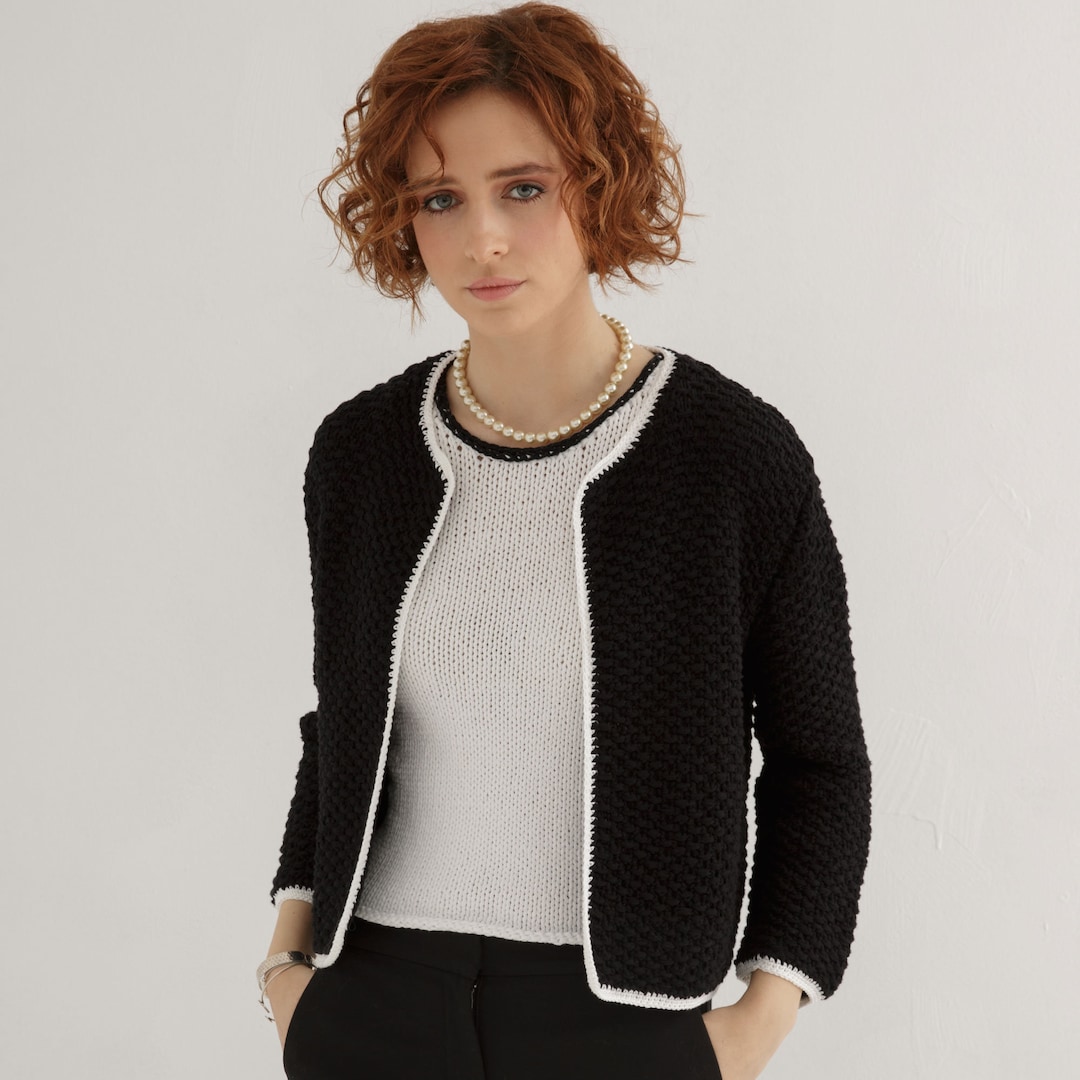 Cropped Knit Cardigan Pattern for Women Jacket Knit Pattern Pdf - Etsy