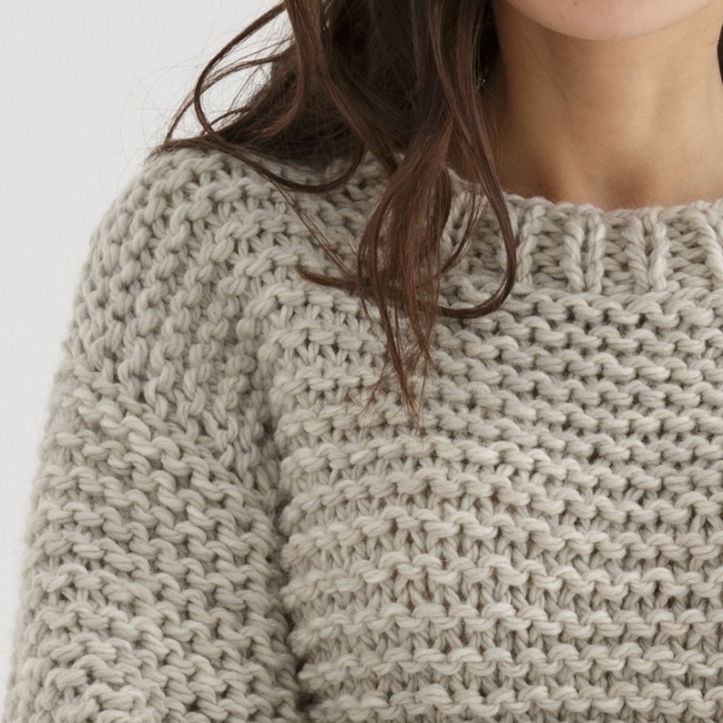 Chunky Sweater Knitting Pattern for Women | Easy Crew Neck Sweater Knit ...