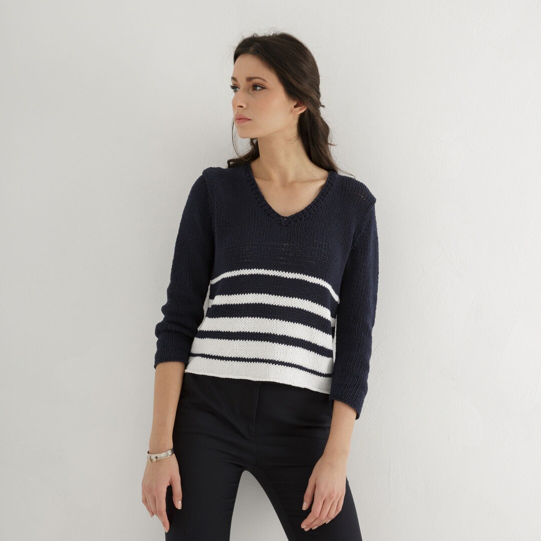 V Neck Sweater Knit Pattern Women V Neck Sweater Pattern Pdf - Etsy