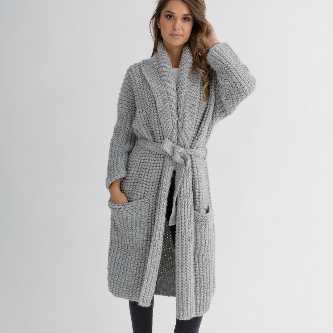 Chunky Cardigan Knitting Pattern for Women | Long Cardigan Pdf Knit ...