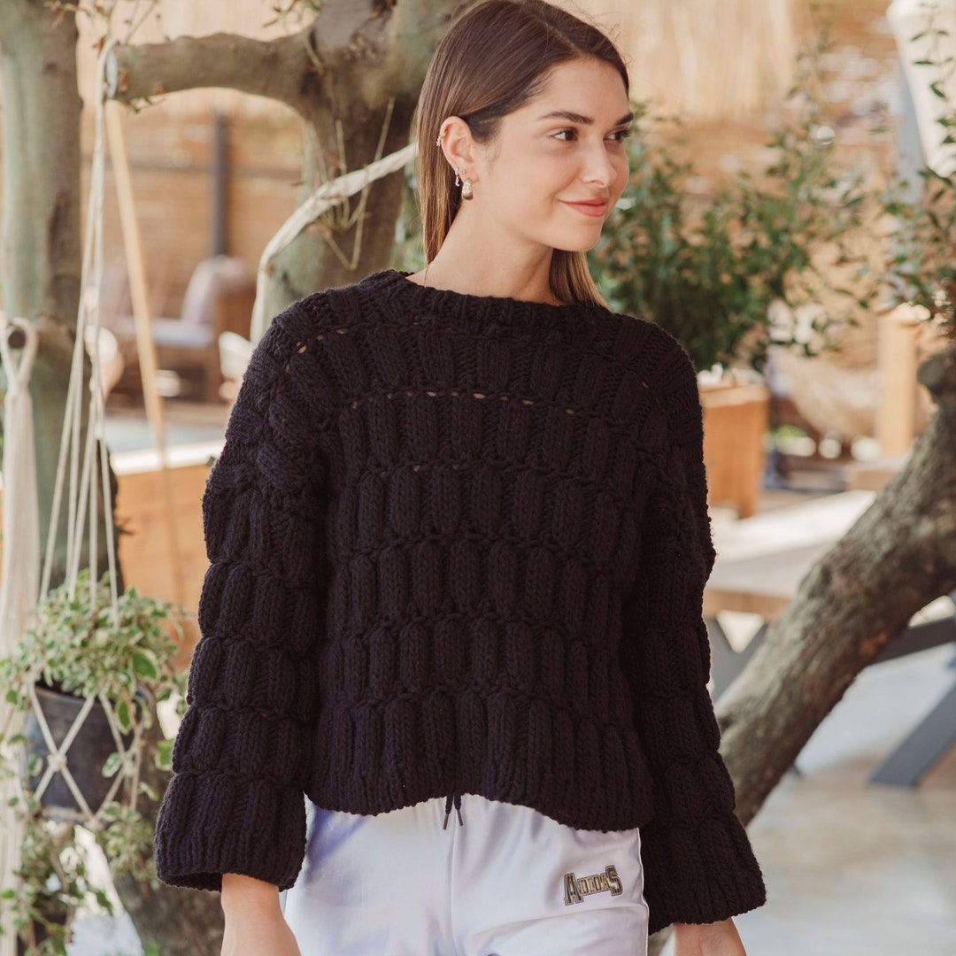 Chunky Sweater Digital Knitting Pattern | Easy Sweater Knit Pattern - Etsy