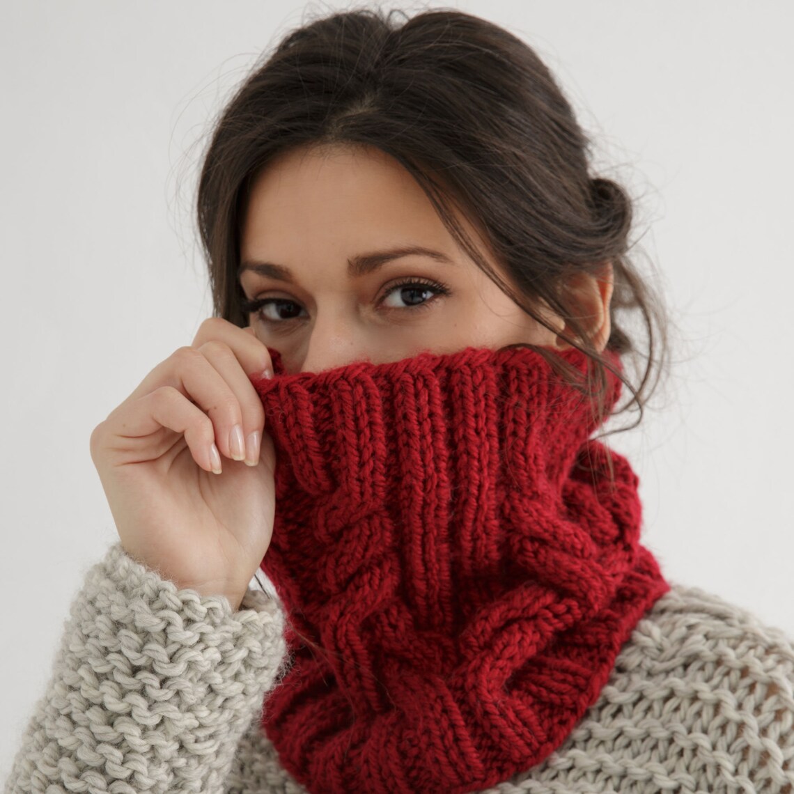 Cowl Knitting Pattern Cabled Cowl Knit Pattern Pdf | Etsy