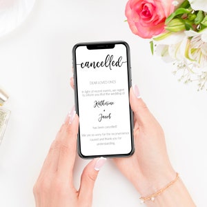 Simple Cancelled Wedding Electronic Modern Wedding Cancel Announcement ...