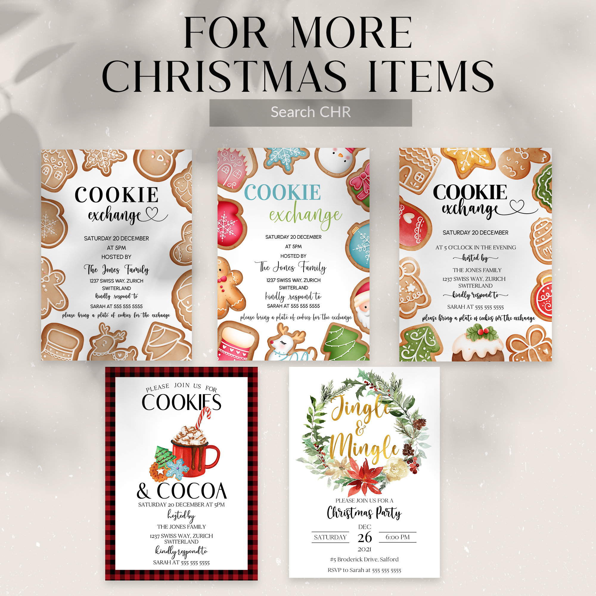 Cookie Exchange Invitation Template Holiday Cookie Swap - Etsy