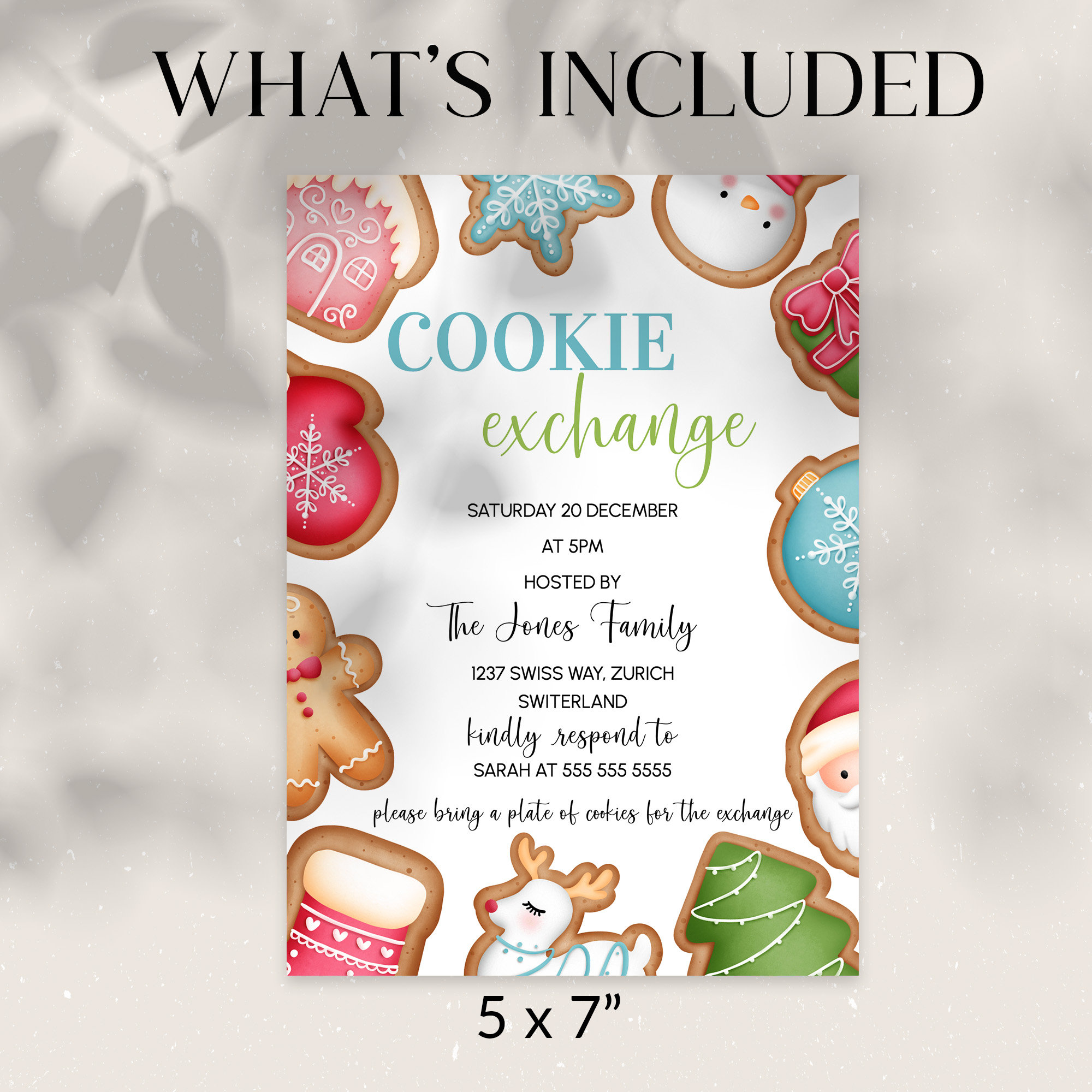 Cookie Exchange Invitation Template Holiday Cookie Swap Invite, Xmas ...