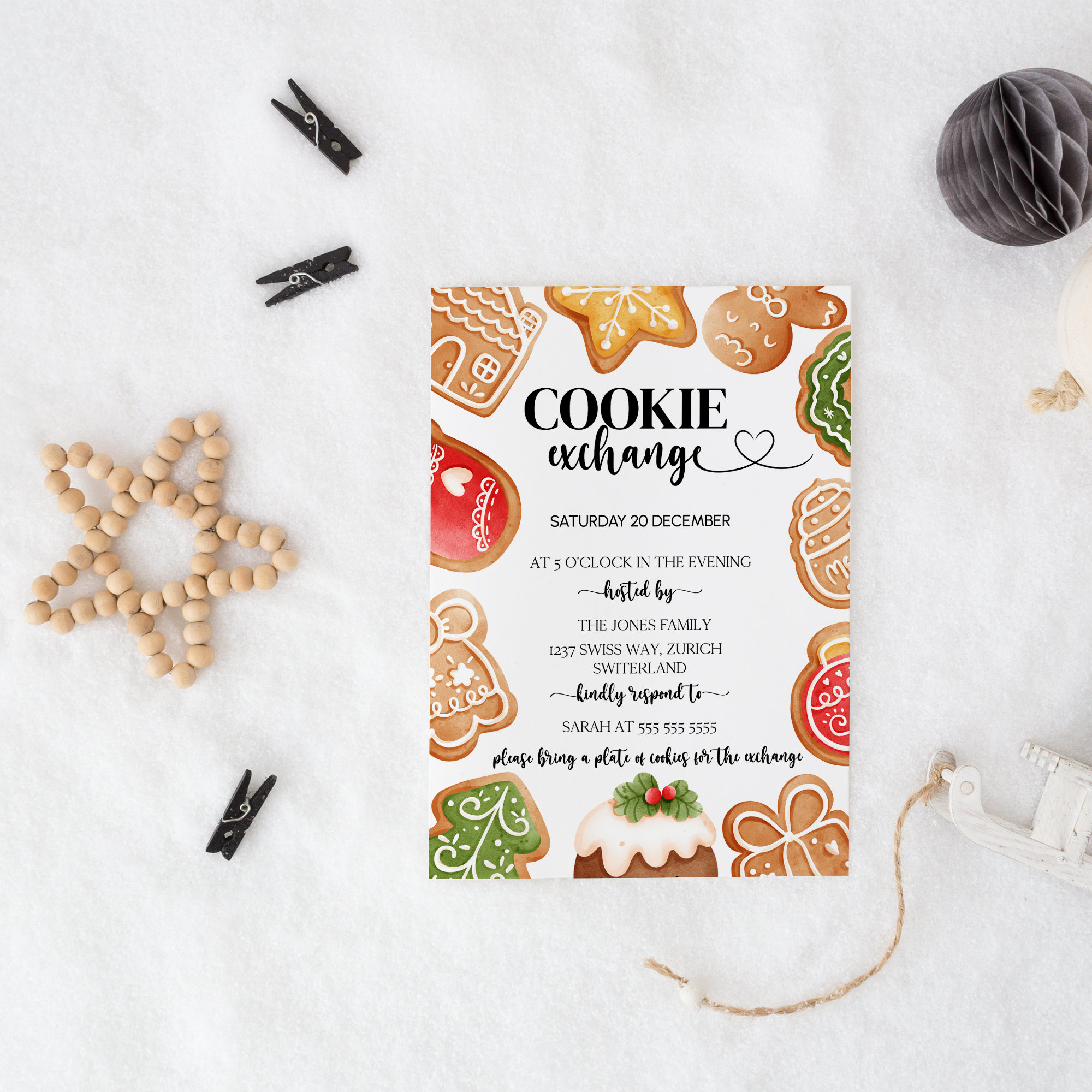 Cookie Exchange Invitation Template Holiday Cookie Swap - Etsy