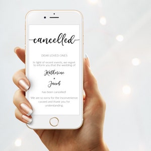 Simple Cancelled Wedding Electronic Modern Wedding Cancel Announcement ...