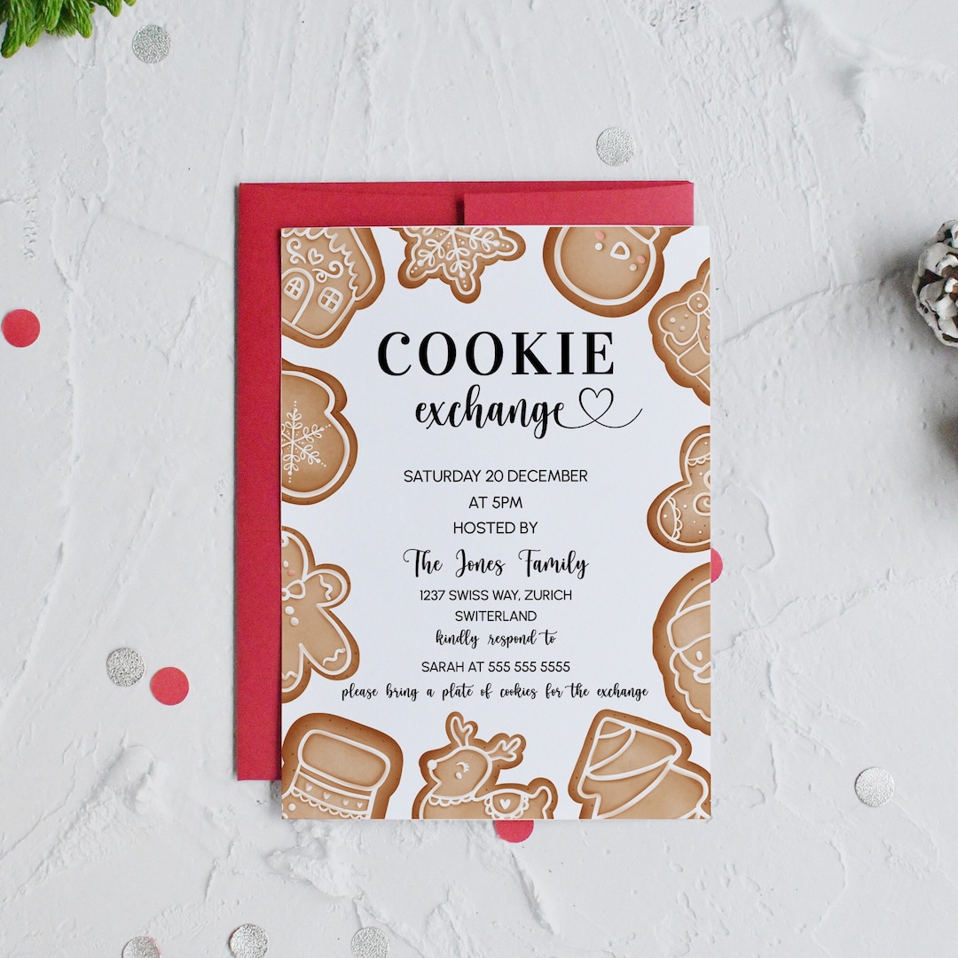 Holiday Cookie Swap Invitation Template Christmas Baking Party Invite ...