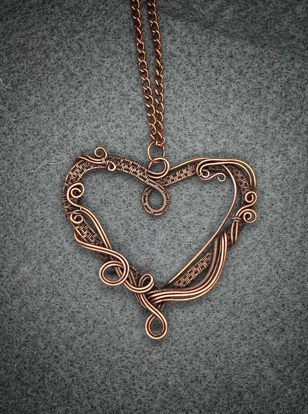 Antiqued Copper Wire Wrapped Heart Pendant - Etsy