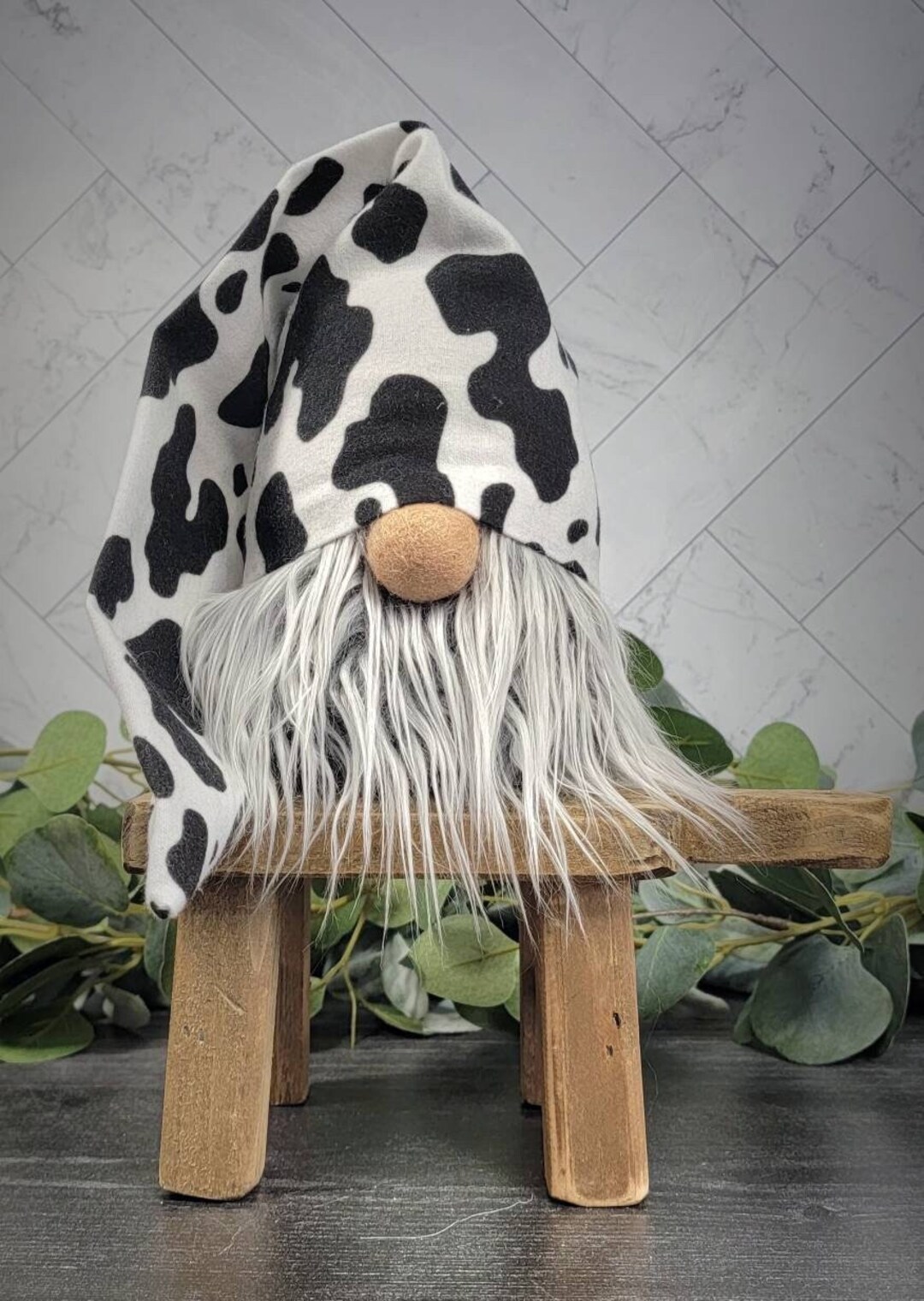 Cow Print Gnome Hat | Gnome Hats | Mantel Decor | Figurines - Etsy