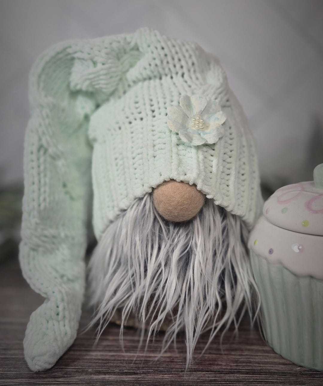 Gnome Sweater W/flower | Mint *HAT ONLY* | Gnome Hats | Mantel Decor ...