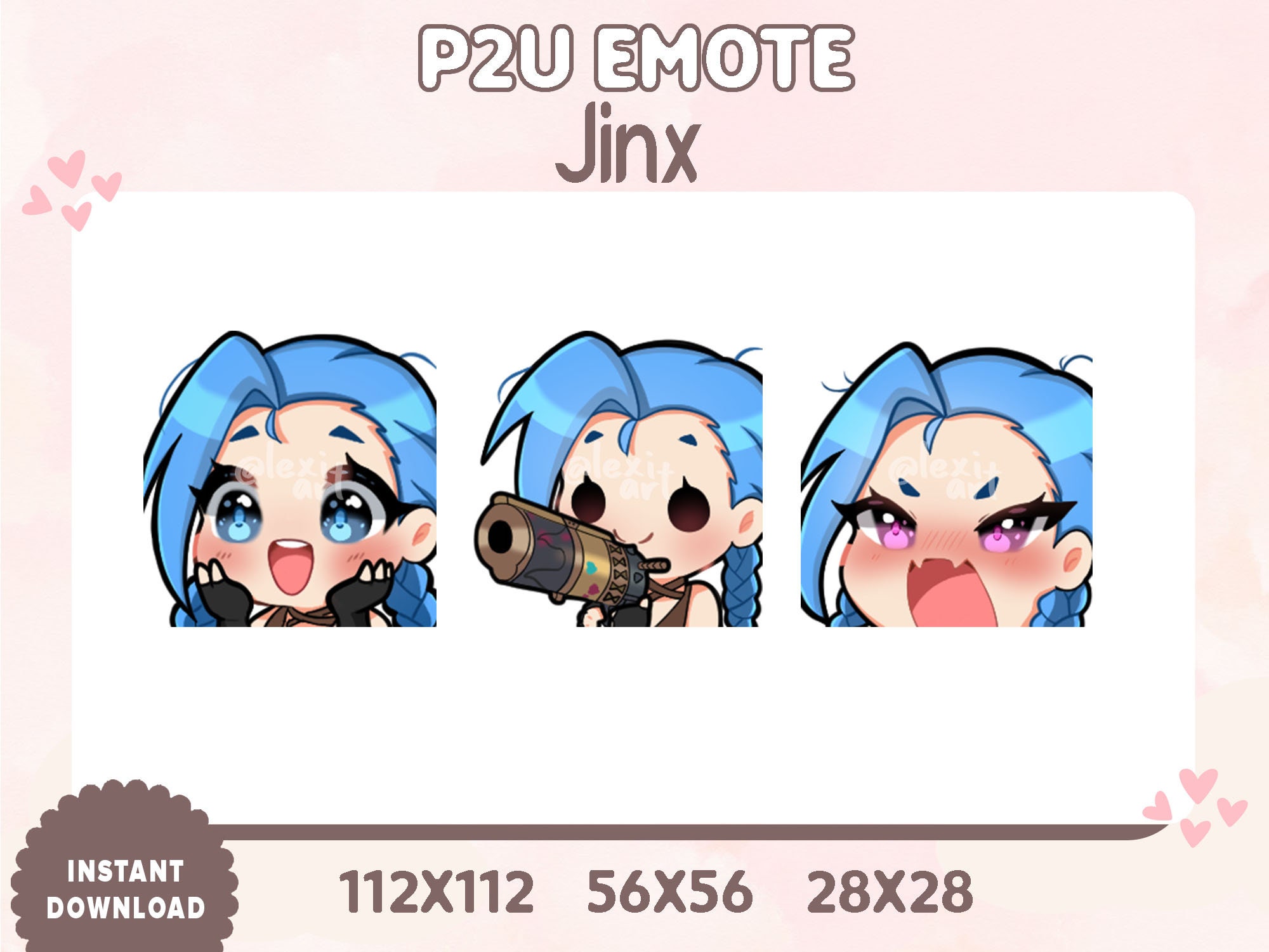 Jinx League of Legends Pack Emotes Twitch/discord/youtube - Etsy