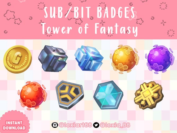 TOWER OF FANTASY Sub/bit Badges Emblems Twitch/discord/youtube - Etsy