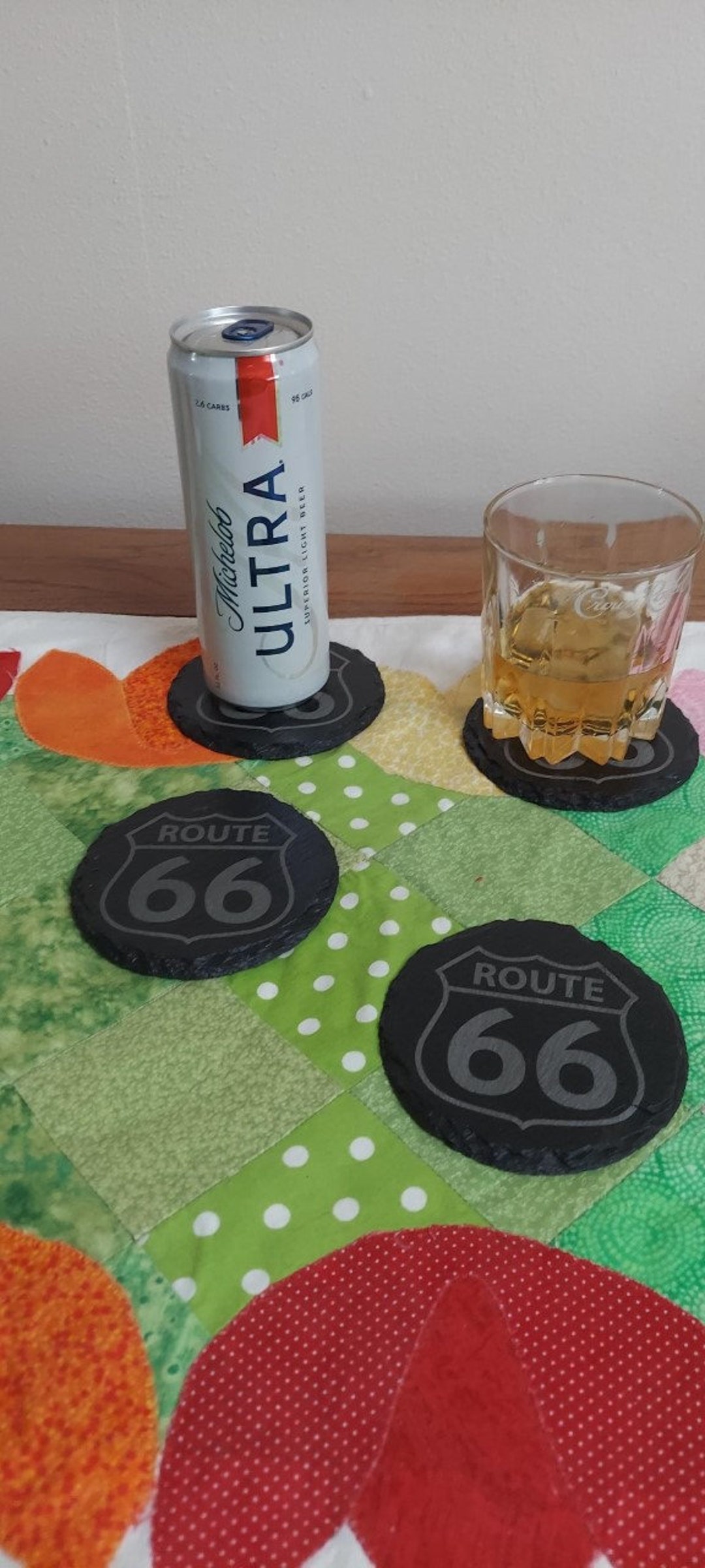 Historic Route 66 Laser Etched Natural Slate Coasters (set of 4) FREE ...