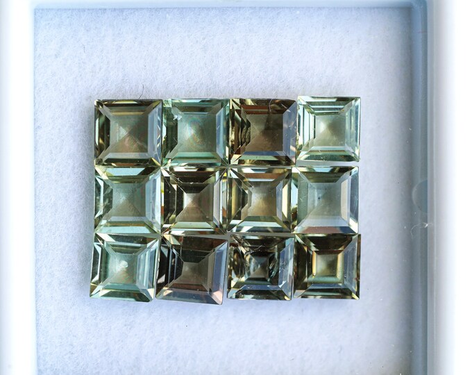 A Box of Mixed Green, Brown Square Cut Sapphires 12 Pcs, 4 Mm(±0.2 ...