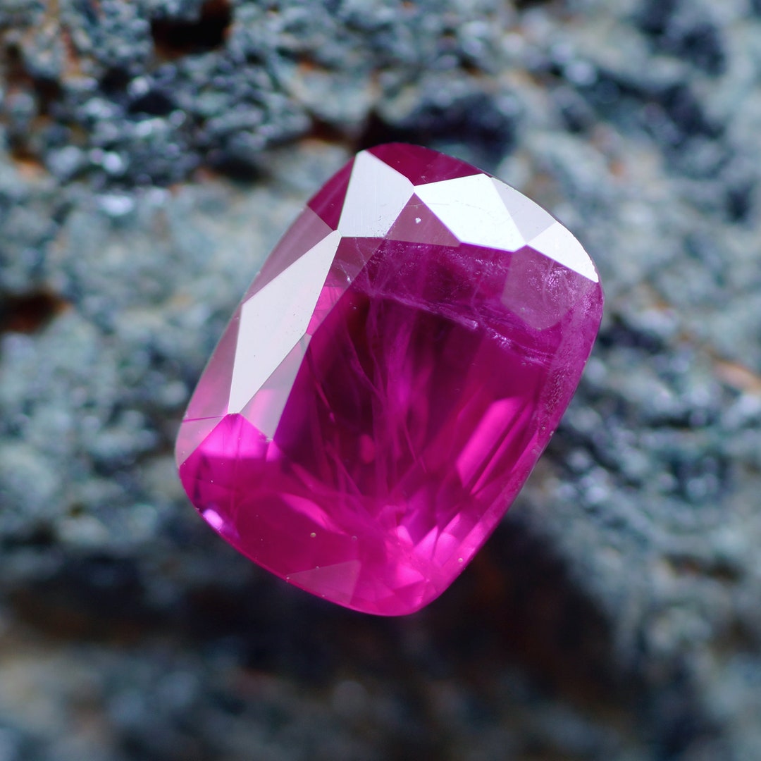 7.8x5.85 Red Pink Ruby, Normal Heat Treatment, July Birthstone, Cushion ...
