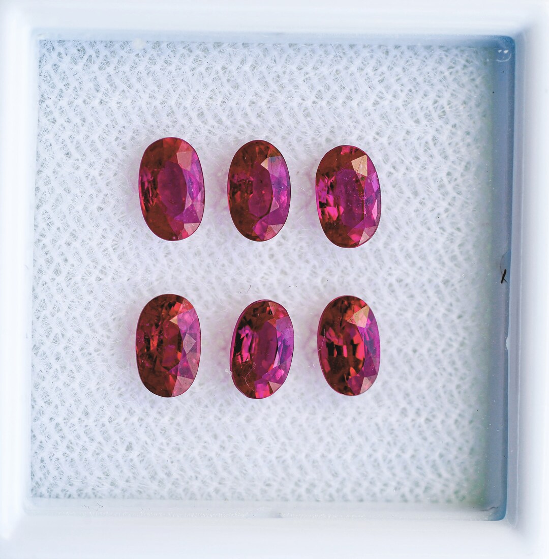 A Box of Pinkish Red Ruby Oval Shape Ruby, 6 Pcs., 5x3 Mm (±0.2) Loose ...
