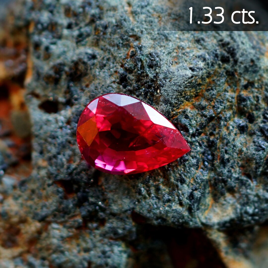 Bright Red Spinel, Pear Shape Untreated Natural Loose Gemstone 1.33 Cts ...