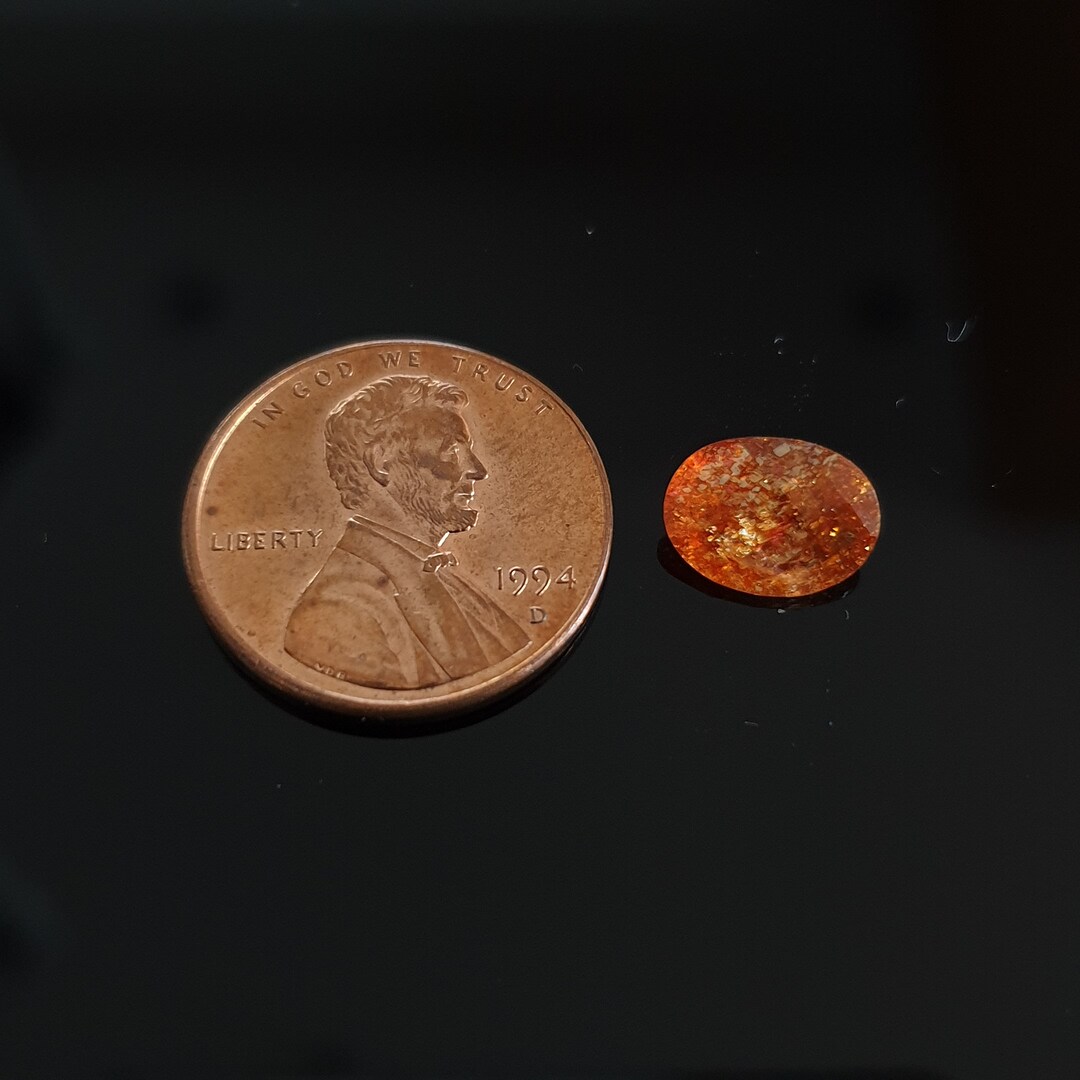 1.42 Carats Feldspar , Unique Aventurescence, Orange Clear Oval ...