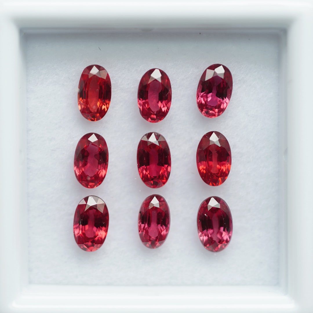 A Box of Mixed Oval Shape Red Sapphires 9 Pcs , 5X3 Mm Sapphire Loose ...