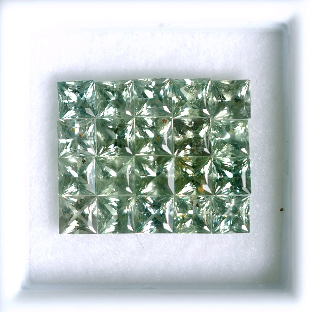 A Box of Mixed Shade of Green Square Cut Sapphires 20 Pcs, 3.4 Mm ...