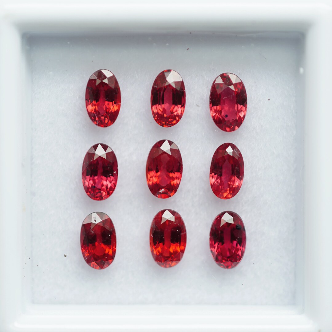A Box of Mixed Oval Shape Red Sapphires 9 Pcs , 5X3 Mm Sapphire Loose ...
