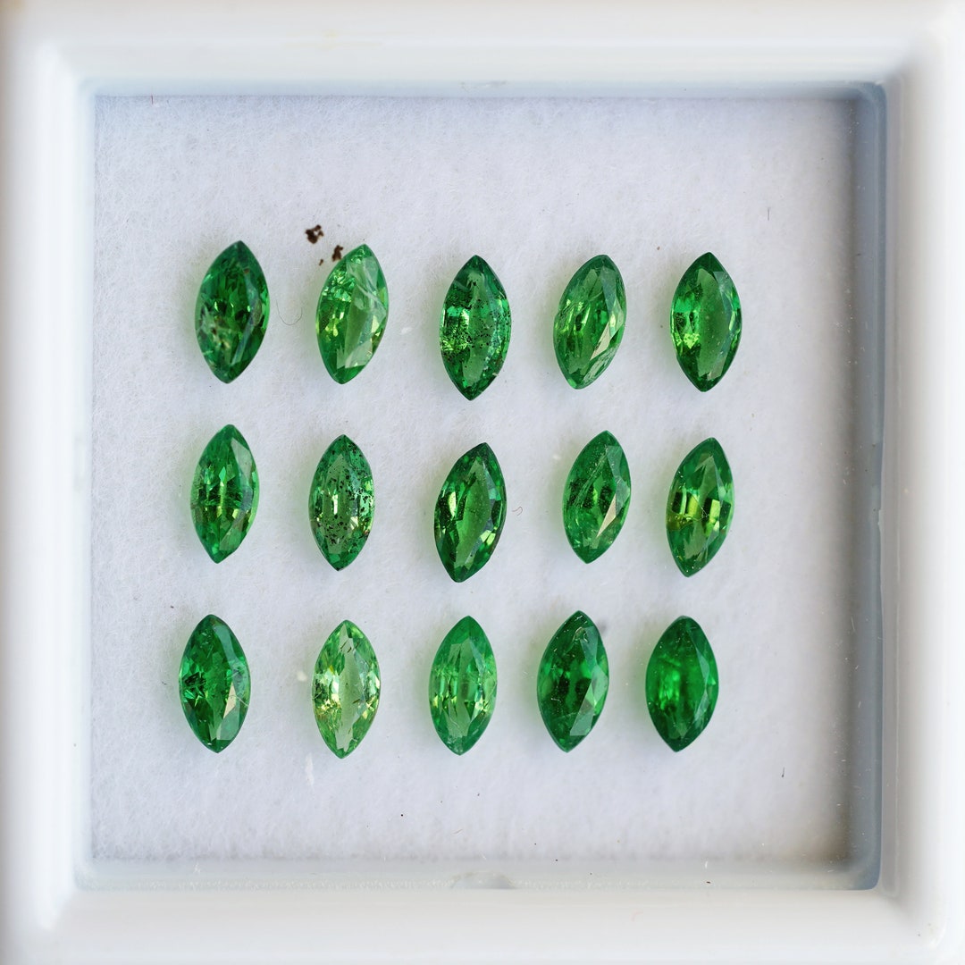 A Box of Small Genuine Tsavorite , Marquise Cut, Green Garnet, Loose ...
