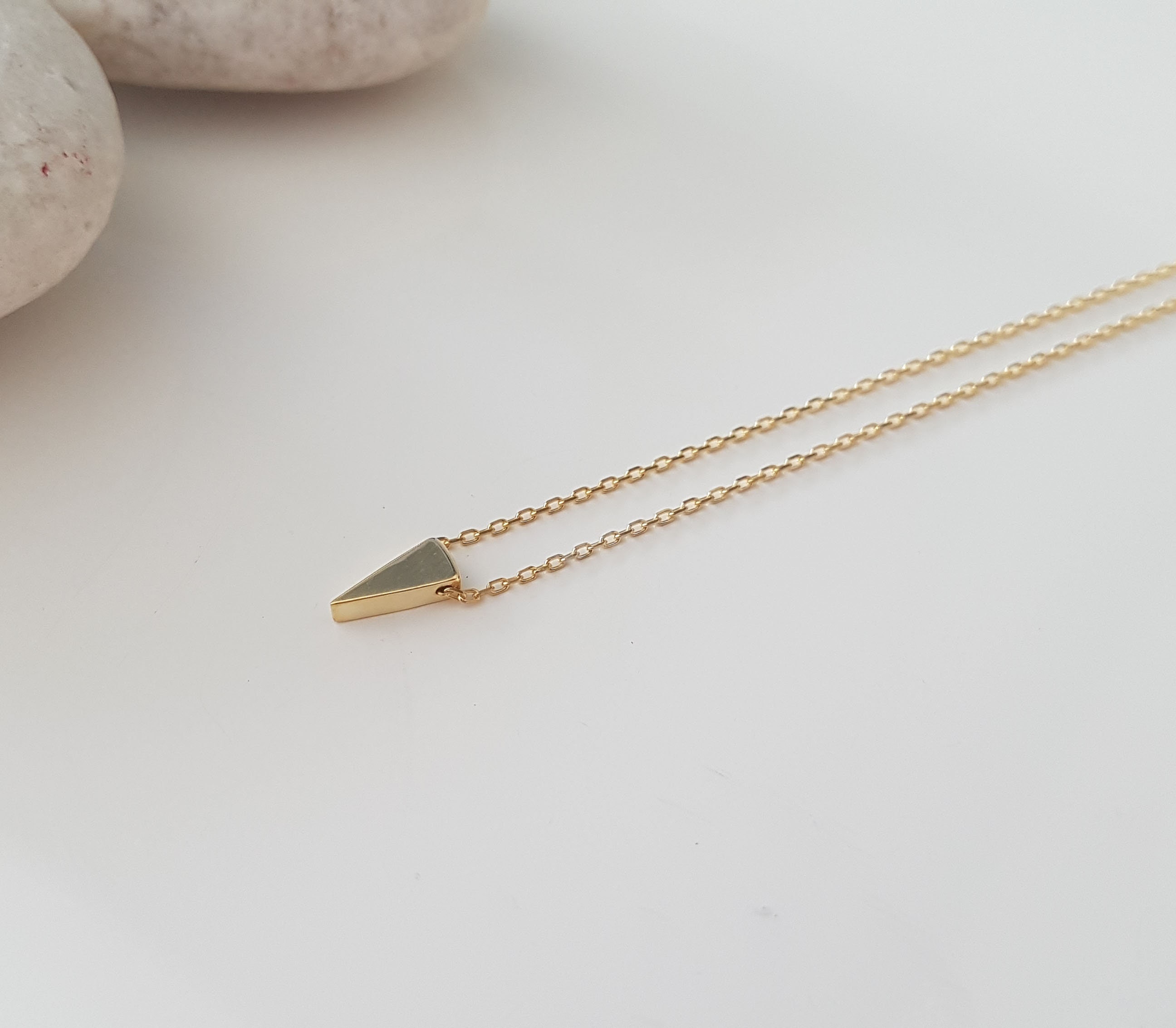 14k Solid Gold Triangle Necklace Geometric Necklace | Etsy