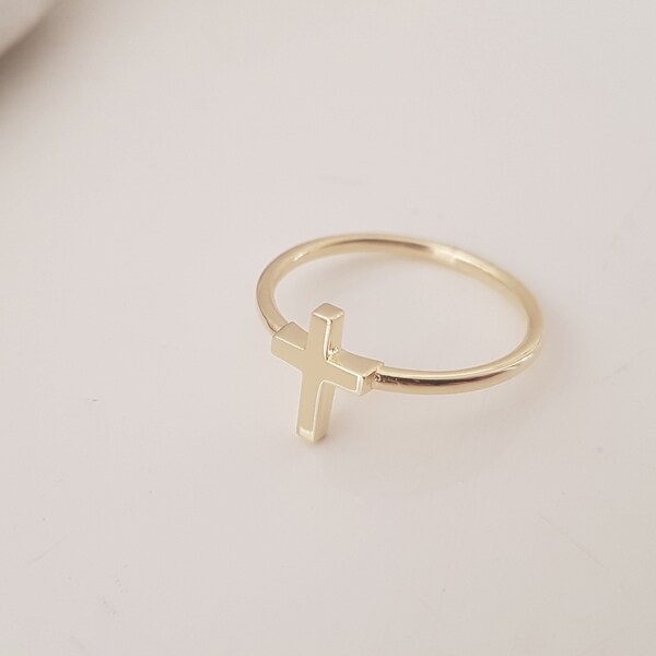 Gold Cross Ring - Etsy