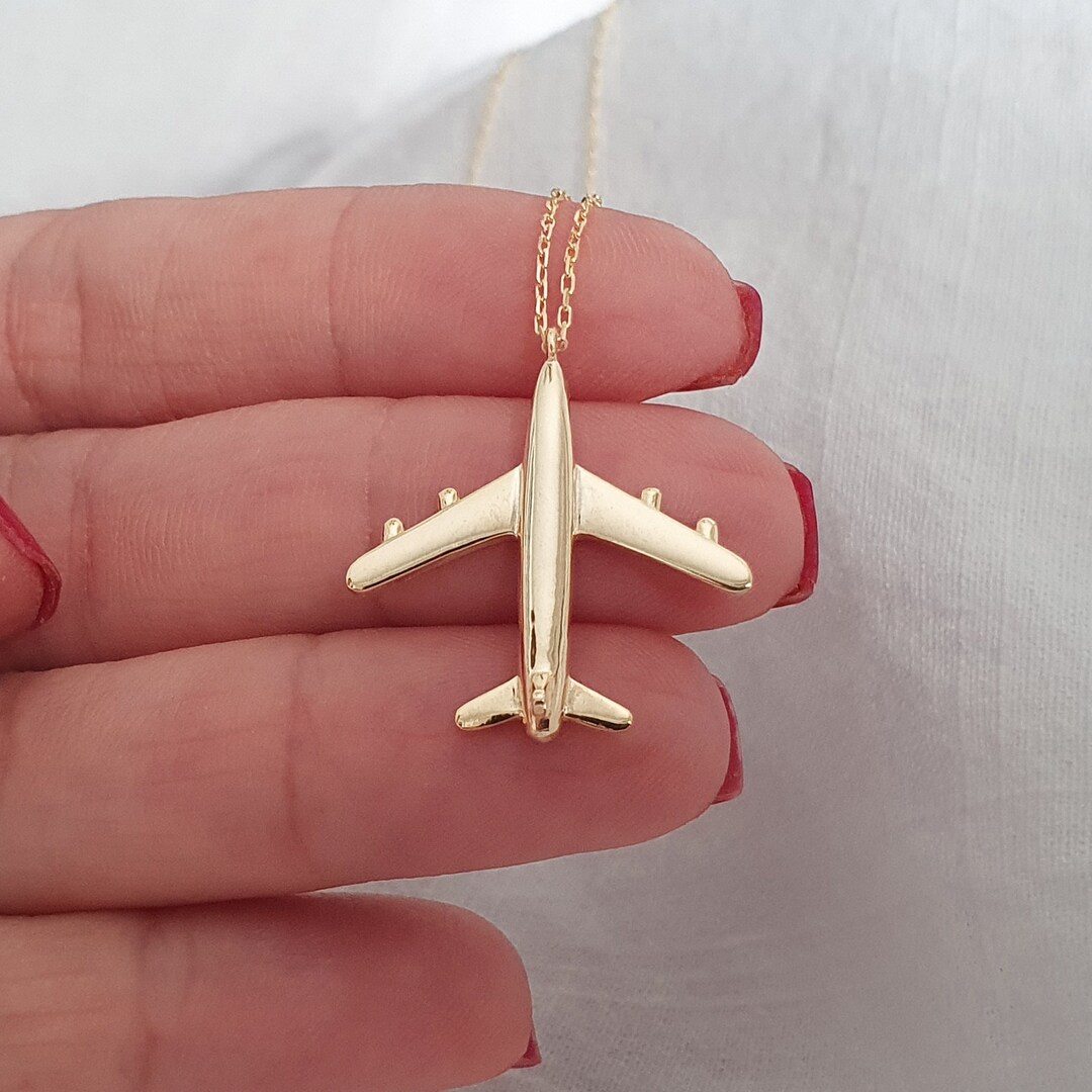 10k 14k 18k Solid Gold Plane Necklace Plane Necklace Plane - Etsy