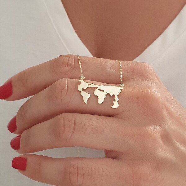 World Map Necklace - Etsy