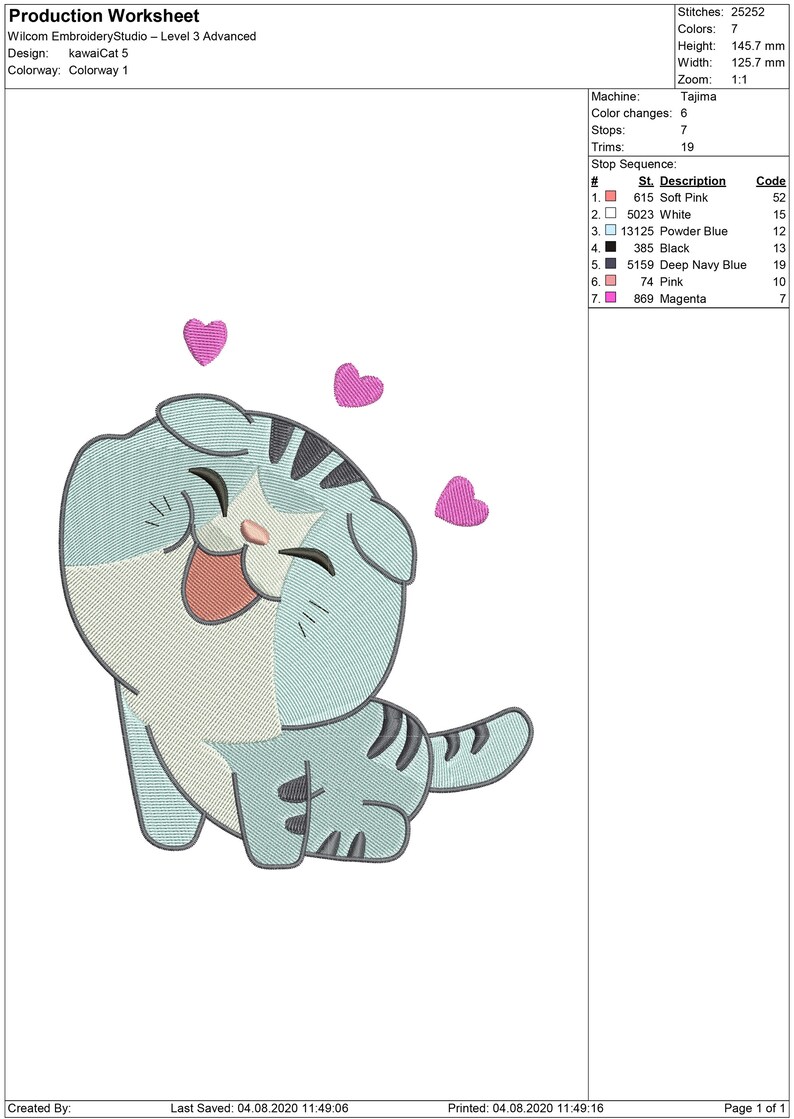 Cute Kawaii Kitten Embroidery Design Files - Etsy