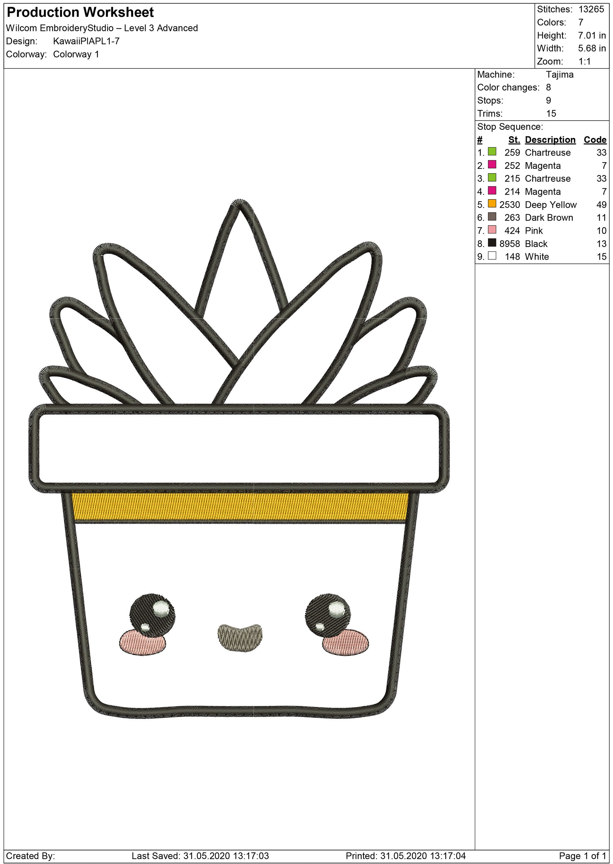 Kawaii Plant Aloe Alpha Embroidery Design Files - Etsy