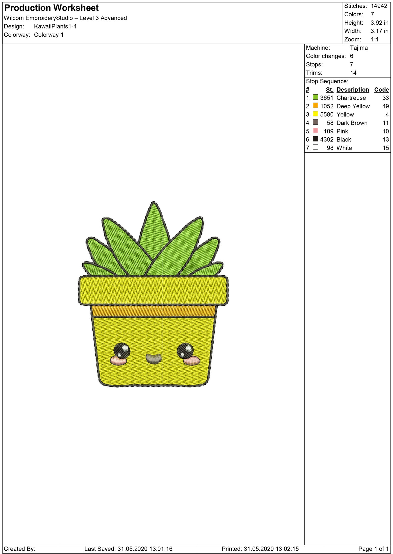 Kawaii Plant Aloe Embroidery Design Files. Sizes 2" 3" 4". Multiple ...