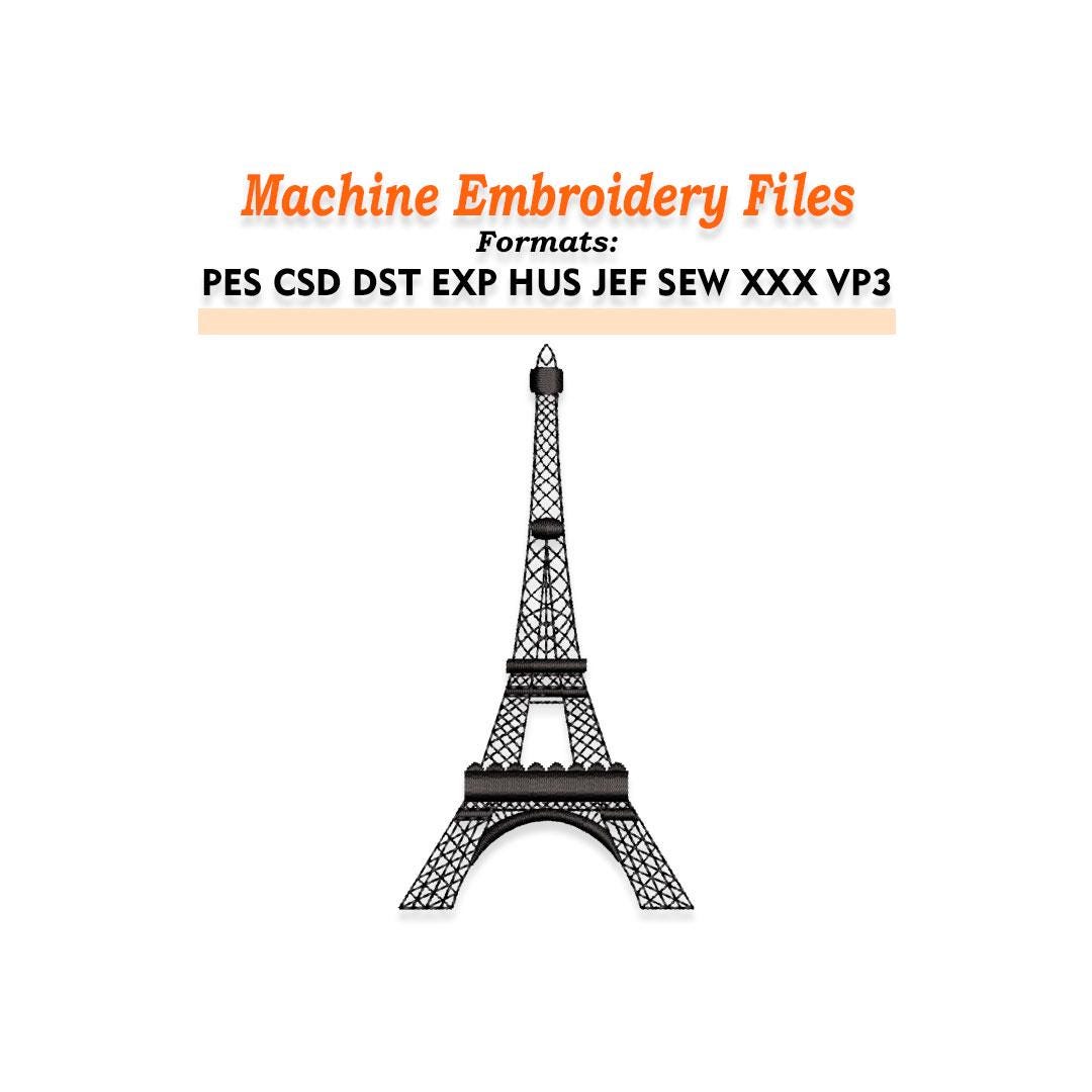 Eiffel Tower Embroidery Design Files. Sizes 2", 3", 4", 5", 6", 7", 8 ...