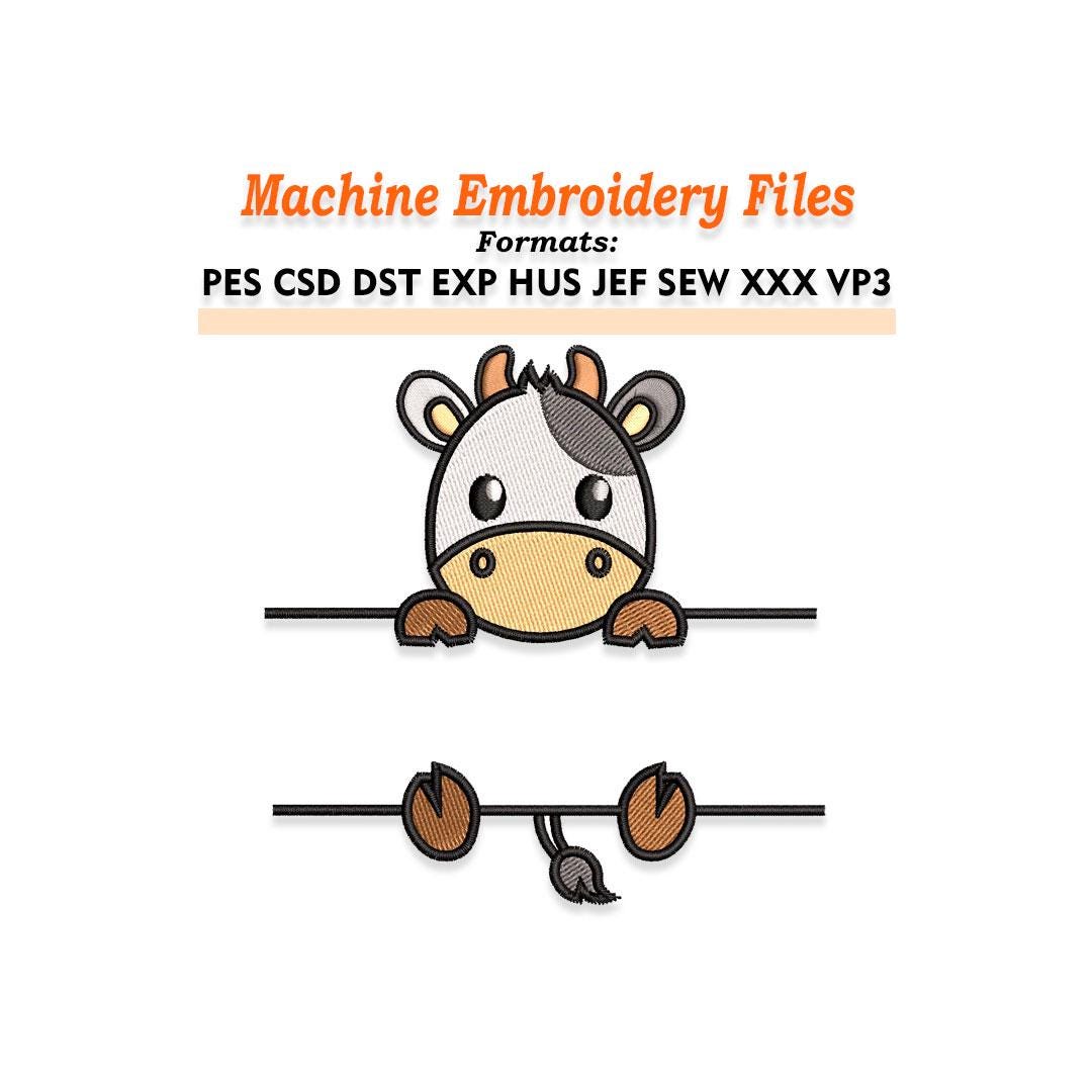 Cow With Frame Embroidery Design Files. Sizes 2", 3", 4", 5", 6", 7", 8 ...