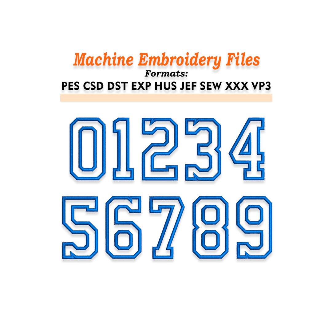Numbers Embroidery Design Files. Sizes 1" 2" 3" 4" 5" 6" 7" 8 ...
