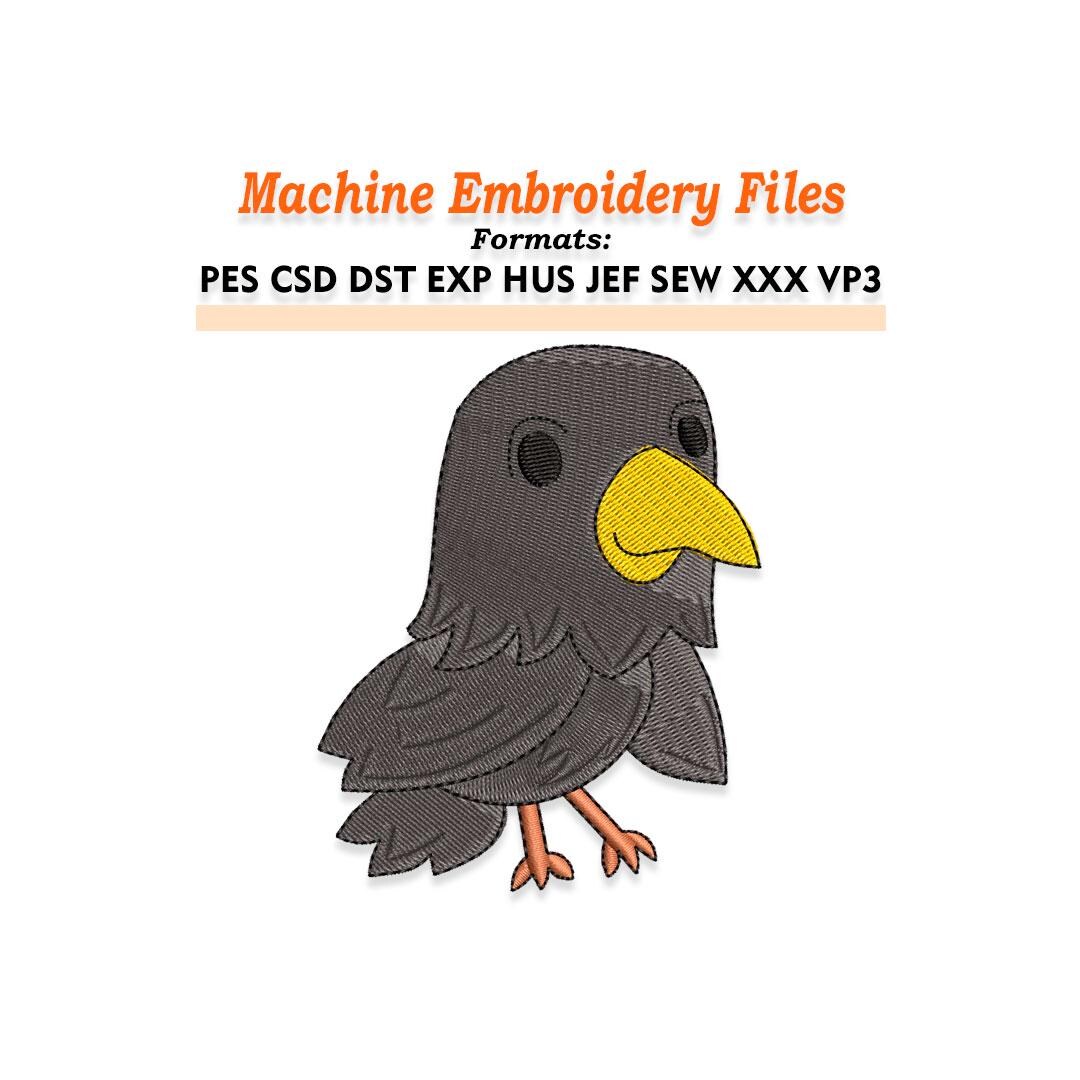 Baby Raven Embroidery Design Files. Sizes 1", 2", 3", 4", 5", 6", 7", 8 ...