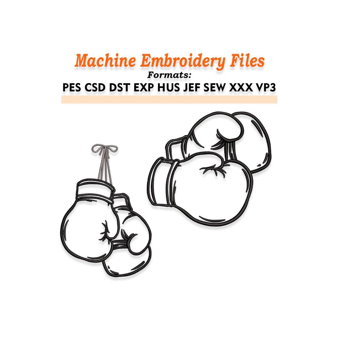 Boxing Gloves Embroidery Design Files. Sizes 2", 3", 4", 5", 6", 7", 8 ...