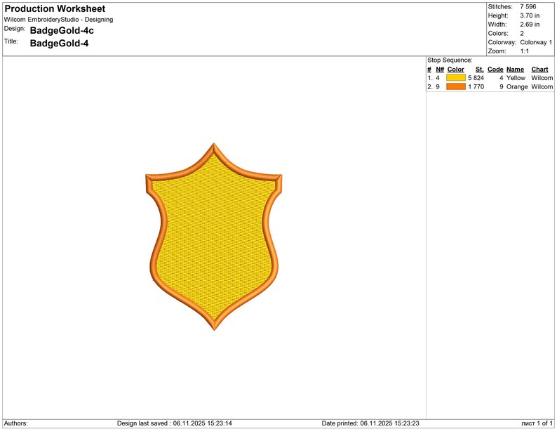 Police Badge Embroidery Design Files. Sizes 1", 2", 3", 4", 5", 6", 7 ...