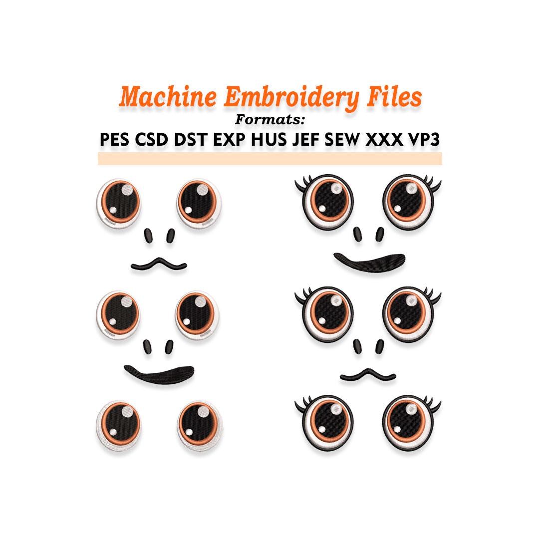 Stack of Faces Embroidery Design Files. Sizes 2", 3", 4", 5", 6", 7", 8 ...