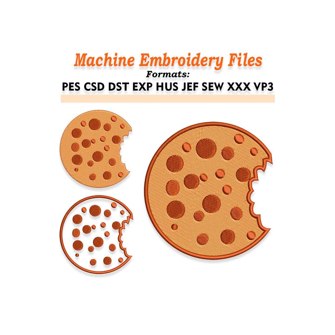 Cookie Embroidery Design Files. Sizes 1", 2", 3", 4", 5", 6", 7", 8 ...