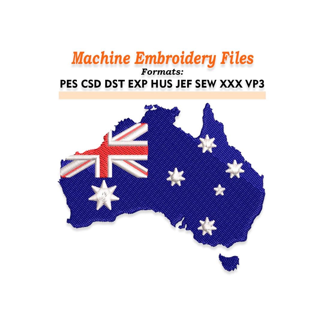 Australian Flag Embroidery Design Files. Sizes 2", 3", 4", 5", 6", 7 ...