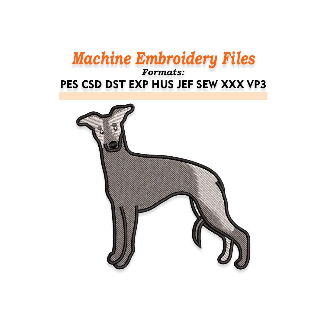 Dog Whippet Embroidery Design Files. Sizes 2", 3", 4", 5", 6", 7", 8 ...