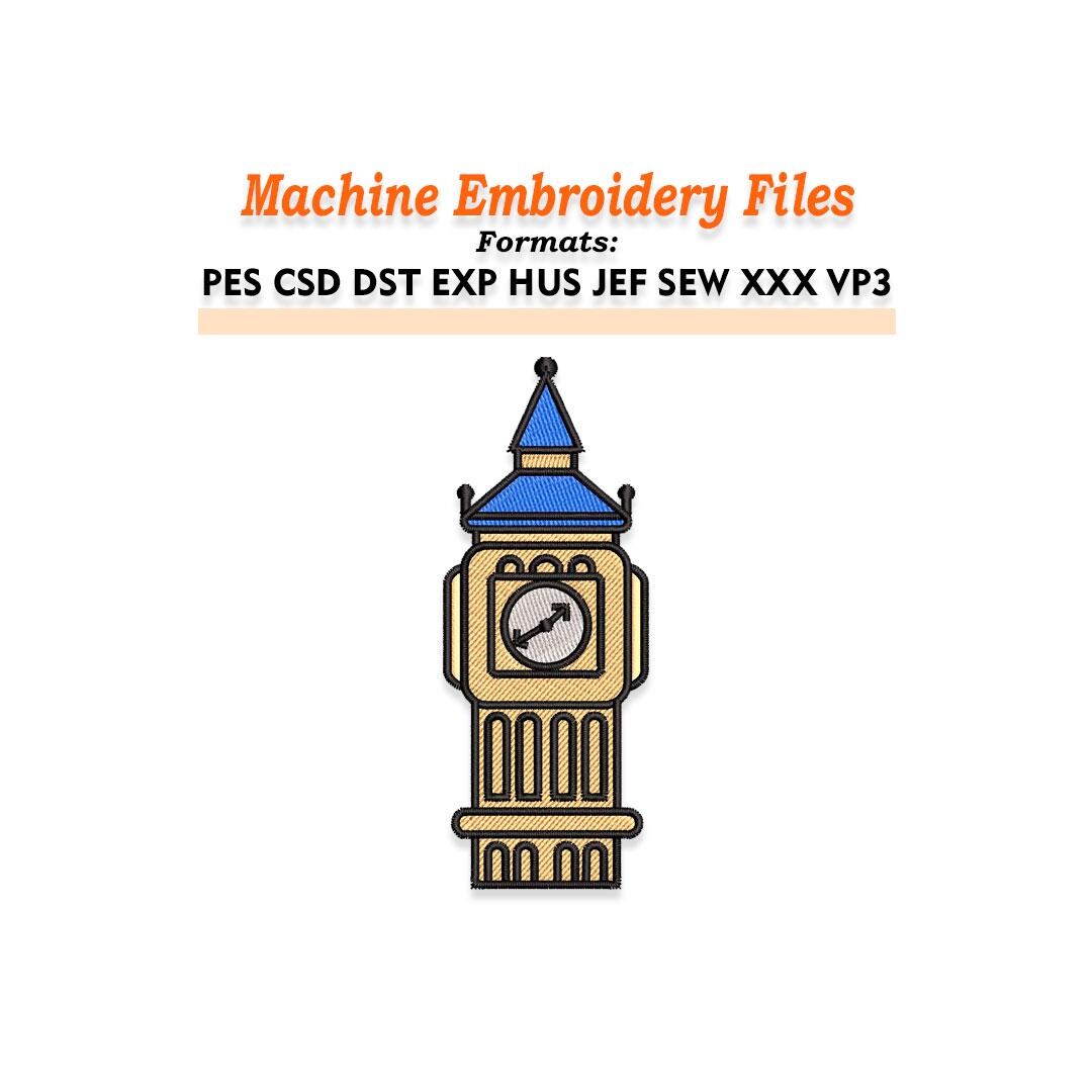 Big Ben Embroidery Design Files. Sizes 2", 3", 4", 5", 6", 7", 8", 9 ...