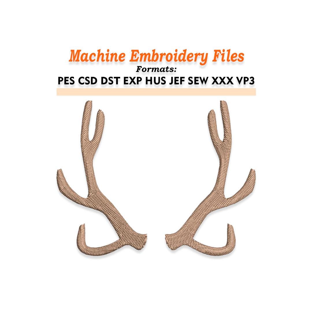 Hunting Frame Deer Antlers Embroidery Design Files. Sizes 1", 2", 3", 4 ...